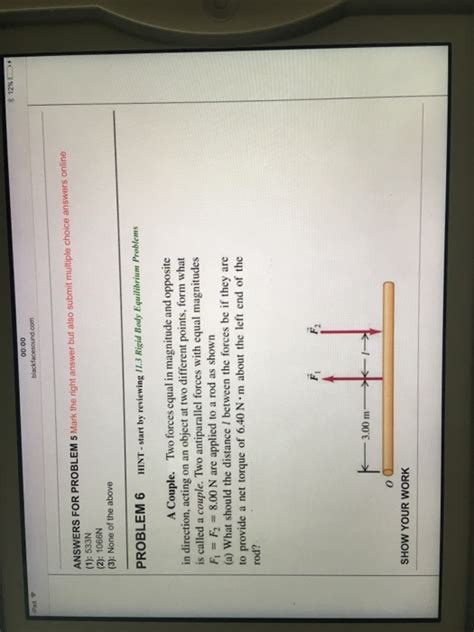 Solved A Couple Two Forces Equal In Magnitude And Opposite