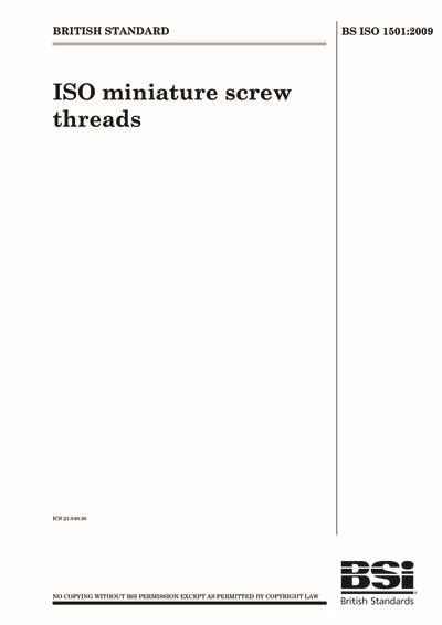 Bs Iso 15012009 Iso Miniature Screw Threads British Standard