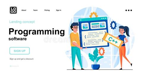 Programming Software Web Concept Team Programmers Creates Software