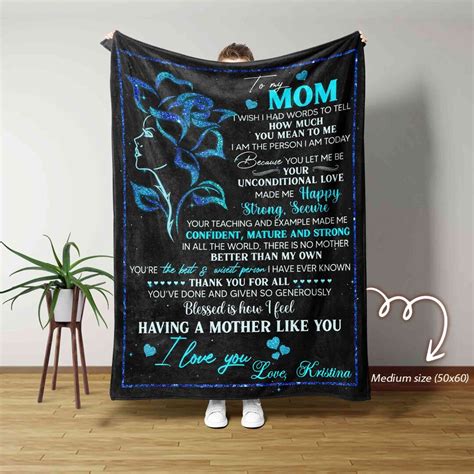 To My Mom Blanket Mom Blanket Blue Rose Blanket Custom Name Blanket
