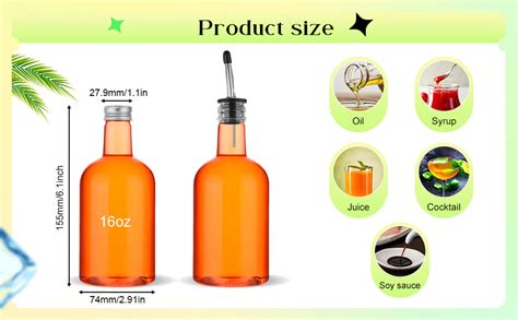Maxcheck 6 Sets 16 Oz Plastic Long Neck Bottles With Pourer