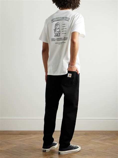 Carhartt Wip Logo Print Cotton Jersey T Shirt White Carhartt Wip