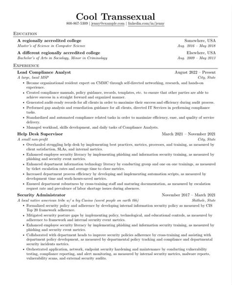 Resume Review 6 Years In It Mostly Infosec Assurance Looking For