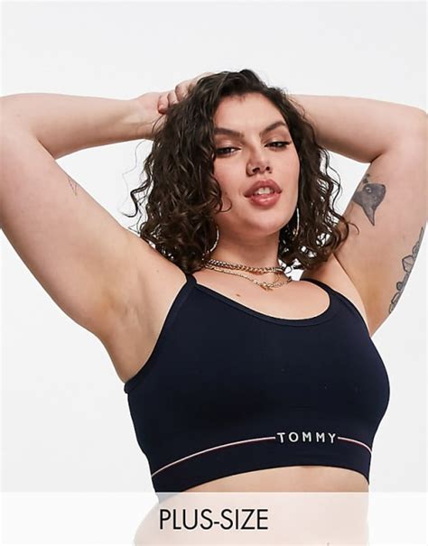 Conjunto De Lencería Azul Marino Sin Costuras Con Logo De Tommy