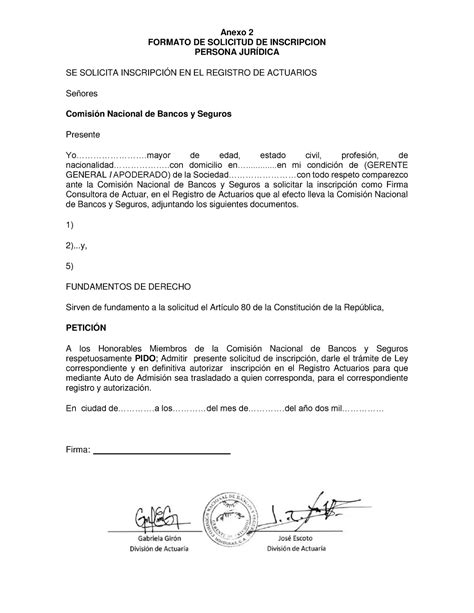Rac Anexo 2 Solicitud De Inscripcion Persona Juridica Anexo 2 Formato