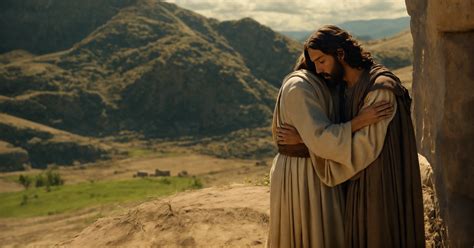 Lexica Jesus Hugs His Friend Lazarus After Taking Him From The Tomb