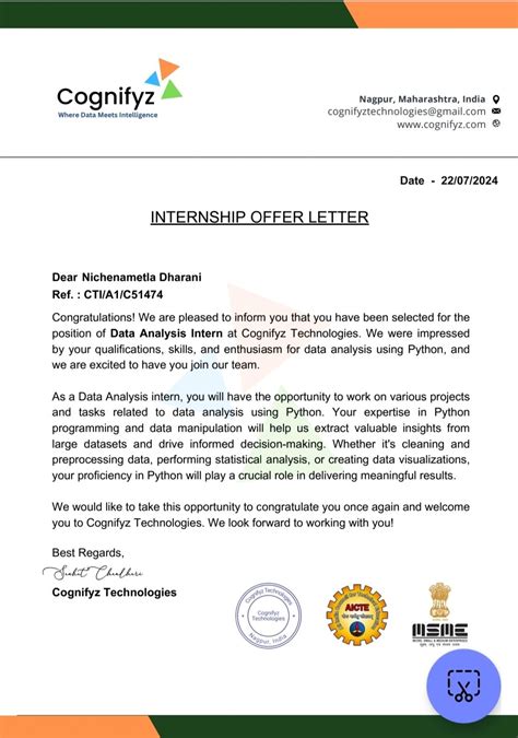 Dataanalysis Internship Cognifyztechnologies Nichenametla Dharani