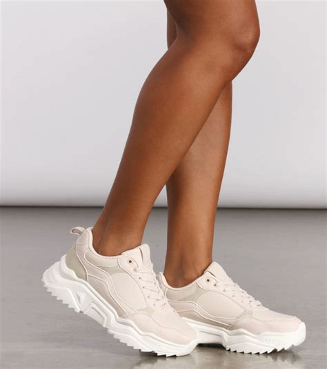 Lace Up Textured Chunky Sneakers And Windsor