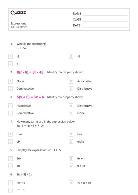 50 Expressions Worksheets For Kindergarten On Quizizz Free And Printable