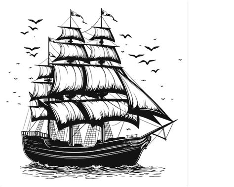 Premium Vector Vector Vintage Sailing Ship Vector Illustration