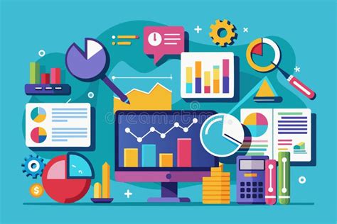 A Collection Of Data Analysis Tools Illustrated On A Colorful