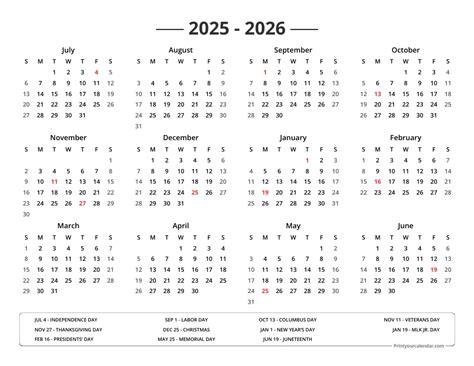 2025 2026 Calendar Free Printable
