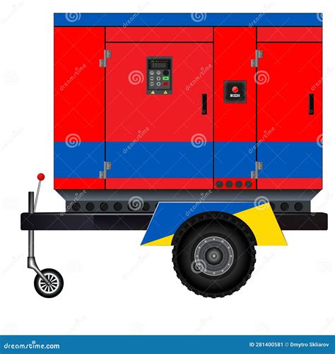 Generator On Trailer Side View Stock Vector Illustration Of Prepared Engine 281400581