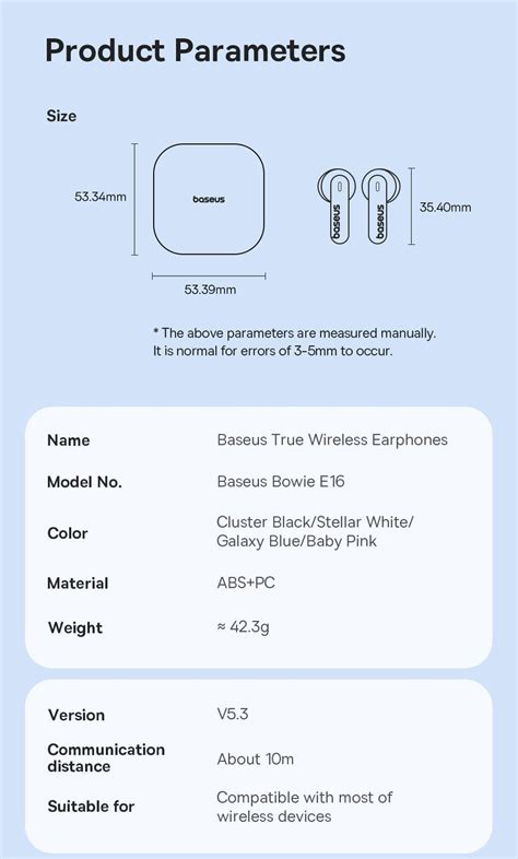 Tai Nghe Không Dây Baseus Bowie E16 Bluetooth V5 3 Tws Up To 30h