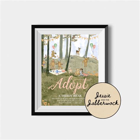 Adopt A Teddy Bear Sign And Certificate Party Pack Printable Adopt A