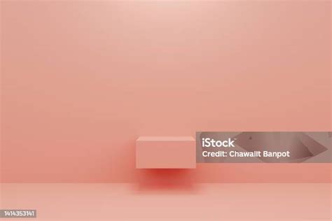 연단 디스플레이 스탠드 압출 벽 라이트 섀도우 상업 현대 상업 핑크 복숭아 파스텔 최소 패션 화장품 제품 스킨 케어 및 동상을 배치하기위한 플랫폼 상자에 대한 스톡 사진 및