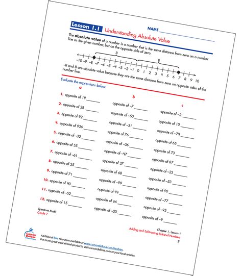 Understanding Absolute Value Free Printable Carson Dellosa