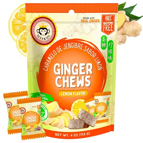 Meekus Ginger Chews Natural Ginger Candy Chews For A