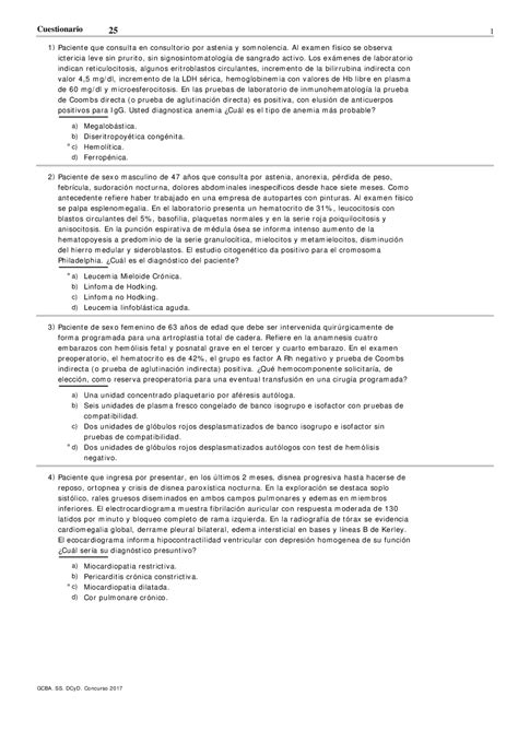 Examen De Medicina Del Trabajo Con Respuestas Exámenes De Bioquímica
