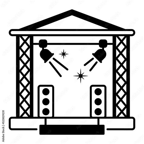 Platform Stage With Spot Lights Concept Empty Proscenium Stage Vector