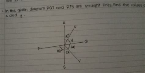 solved 1 in the given diagram pqr and ris are straight lines find