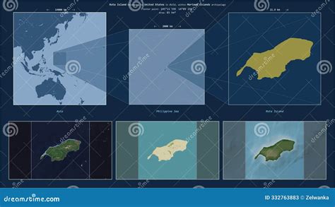 Rota Island United States Highlighted And Labelled Topo Standard Royalty Free Stock