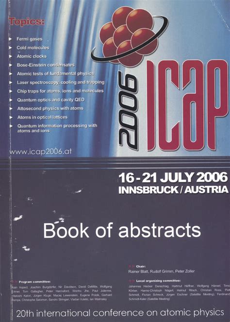 Icap 2008 21st International Conference On Atomic Physics Xxi Book