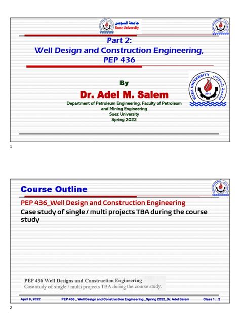 Class 1 Well Design Pep 436 Dr Adel Salem Pdf