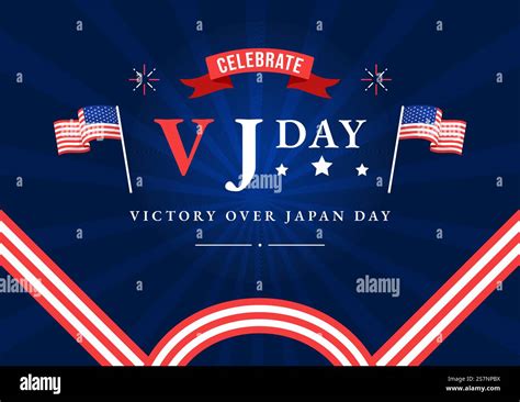 Vj Victory Over Japan Day Celebrate Vector Illustration With United