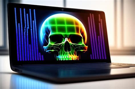 Premium Ai Image Digital Skull On Laptop Screen Computer Virus Laptop