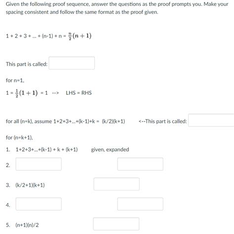 solved given the following proof sequence answer the