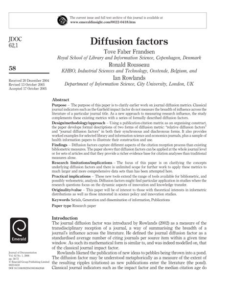 Pdf Diffusion Factors
