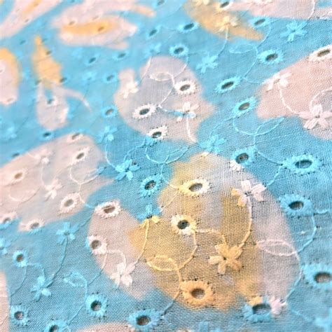 Floral Digital Print Hakoba On Pastel Blue Cotton Fabric Matching Woman