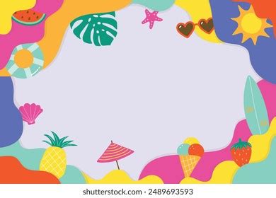 Bright Colored Square Background Summer Attributes Stock Illustration