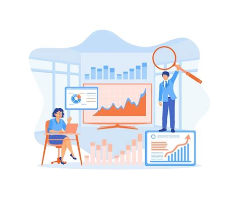 Premium Vector The Business Team Is Working On Monitor The Graph