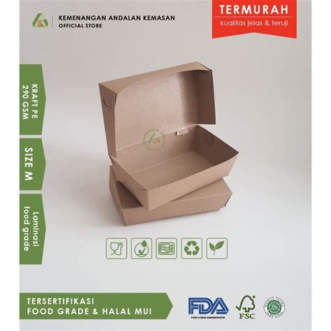 Jual Paper Lunch Box Size S M L Model Selip Box Makanan Kraft Wajib
