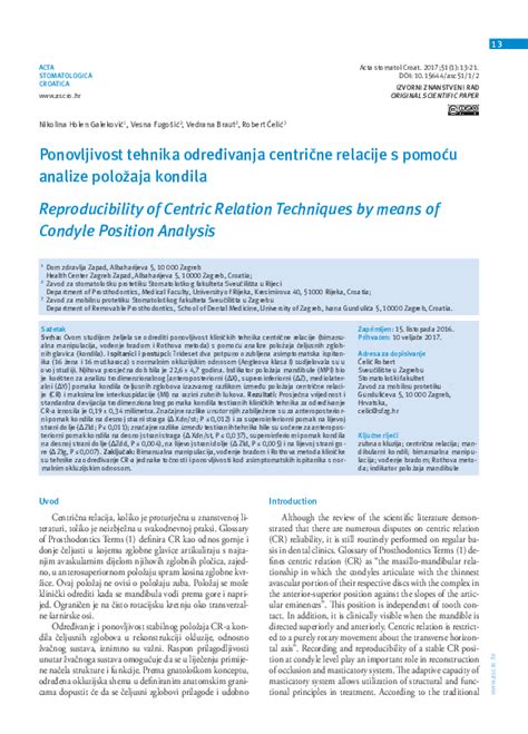 Pdf Reproducibility Of Centric Relation Techniques By Means Of
