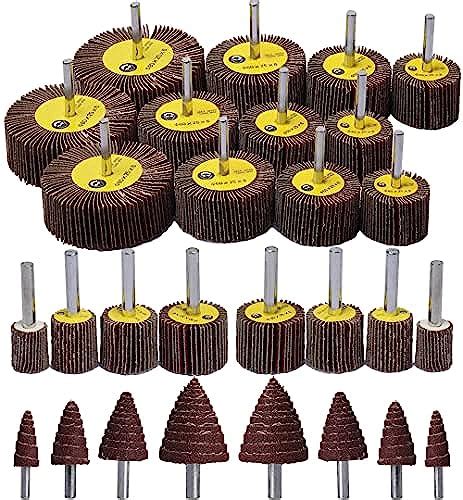 Abrasive Flap Wheel Sander Set28 Pack 80 Grit 14 Shank Mounted Aluminum Oxide Cone Shape