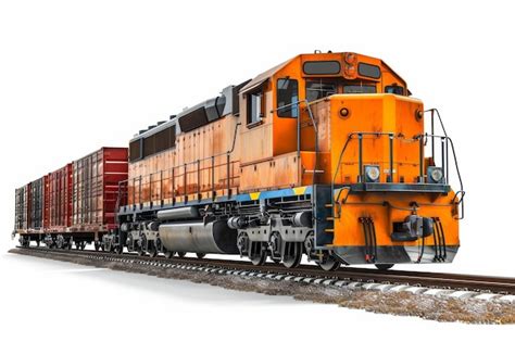 An Orange Freight Train With Red Containers On It Premium Ai