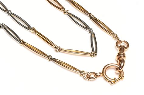 Antique Platinum Gold Watch Chain Necklace