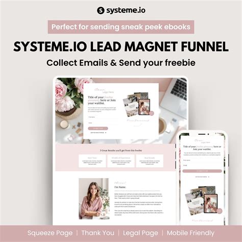 Blush Pink Lead Magnet Funnel Template Mini Sales Page Opt