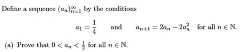 solved define a sequence an n 1∞ by the conditions a1 41