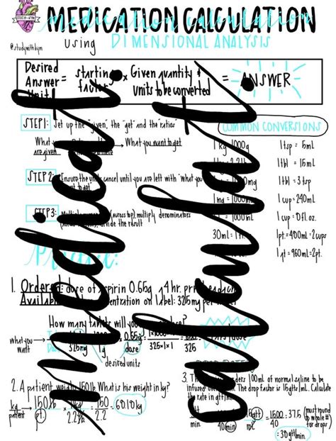 Dimensional Analysis Worksheet For Nursing Dimensional Analysis