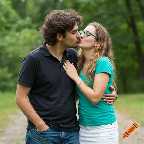 A Couple Kissing Outdoors In A Park On Craiyon