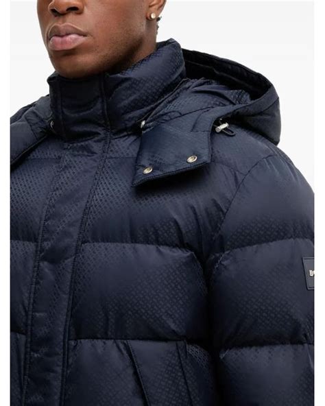 Boss Hooded Jacket In Blue For Men Lyst Uk