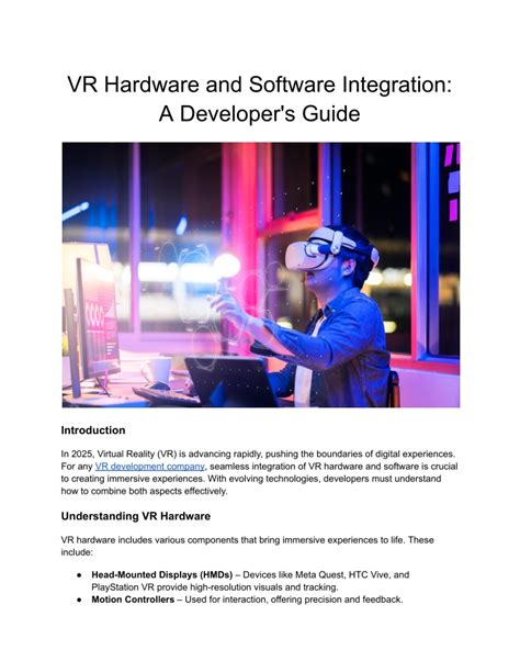 Ppt Vr Hardware And Software Integration A Developers Guide Powerpoint Presentation Id