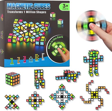 Magnetic Fidget Spinner Mini 38 Blocks Glow Magnet Cube