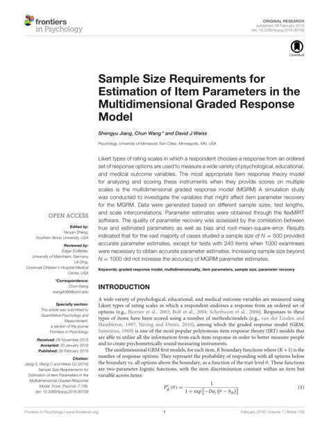 pdf sample size requirements for estimation of item parameters in the