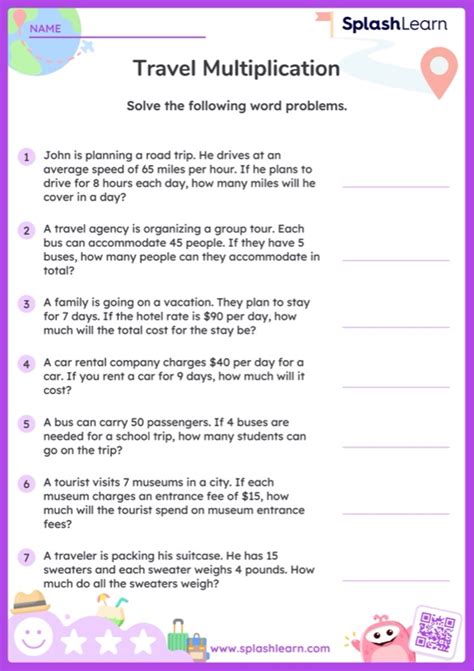 Multiply 2 Digit Numbers And 1 Digit Numbers Travel Word Problems