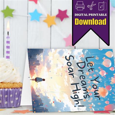Soaring Dreams Birthday Card Digital Printable Instant Download